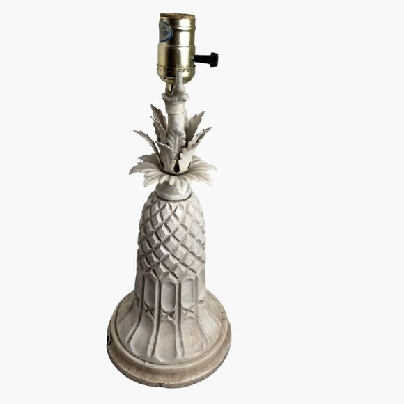 Accents | White Pineapple Lamp Art Deco Distressed Shabby Chic Coastal ...